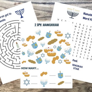 Printable Hanukkah Kid Activity Pages | Instant Download | Printable ...