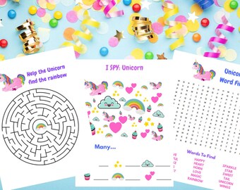 Printable Unicorn Activity Sheets - Word Search - Maze - I Spy ...