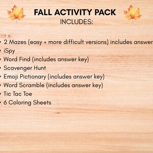 Printable Fall Activity Sheets Bundle | Kids Games, Mazes, I-spy ...
