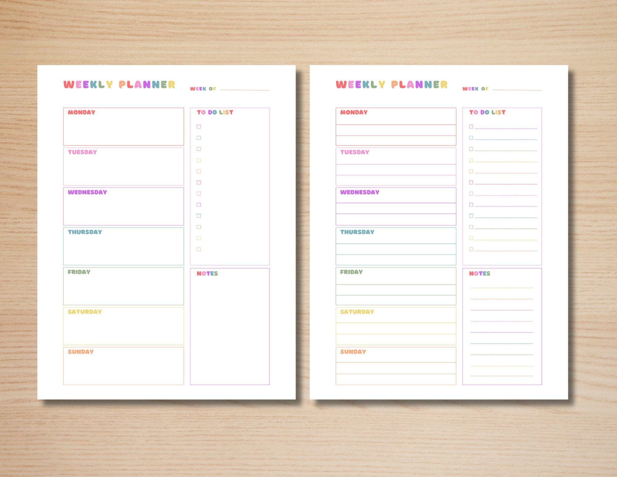 Printable Colorful Weekly Schedule for Adults or Kids, Homeschool ...