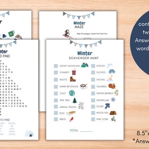 Printable Winter Kid Activity Sheets |scavenger Hunt I Spy | Word ...