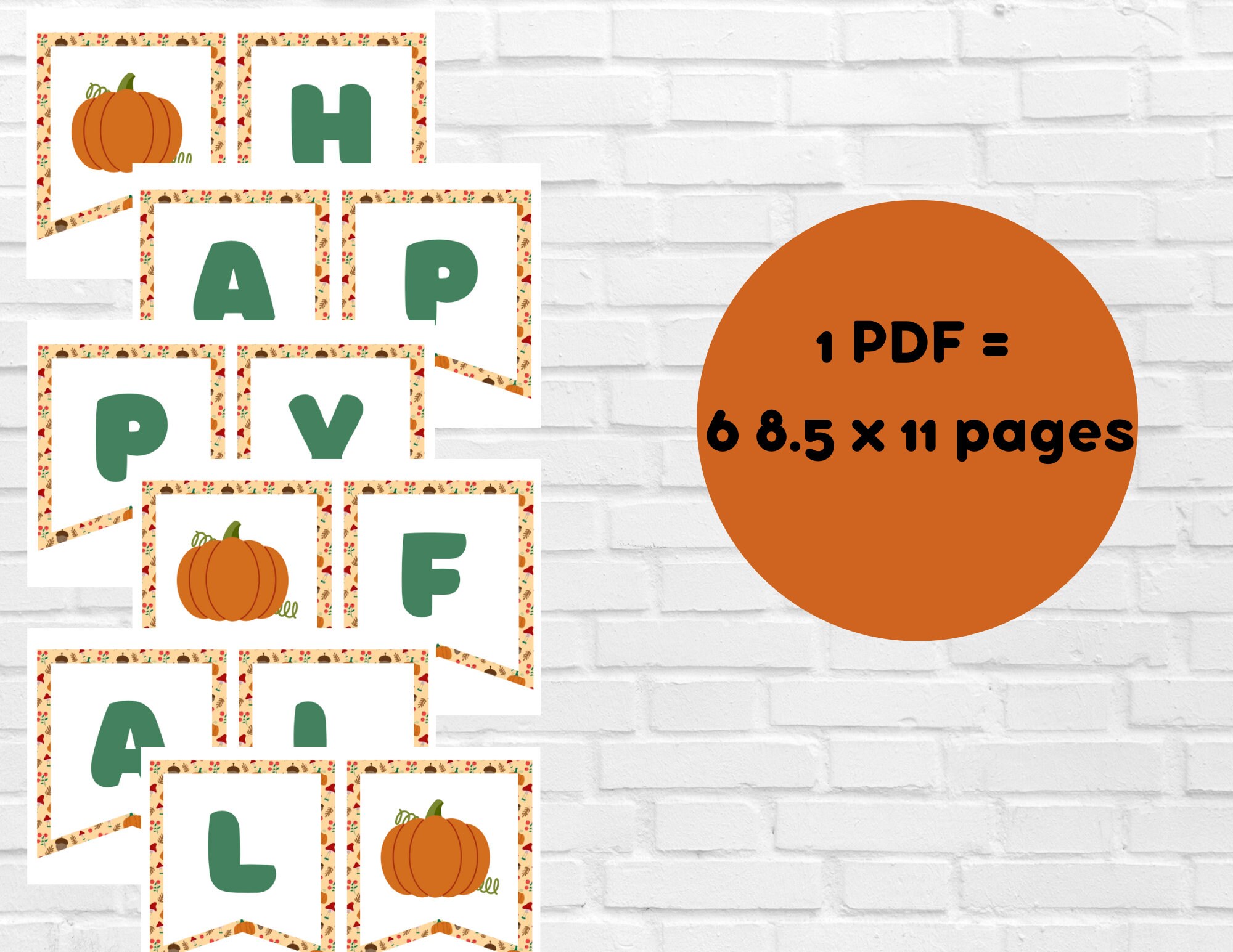 Printable Happy Fall Pumpkin Banner Garland Fall Decor Instant Download ...