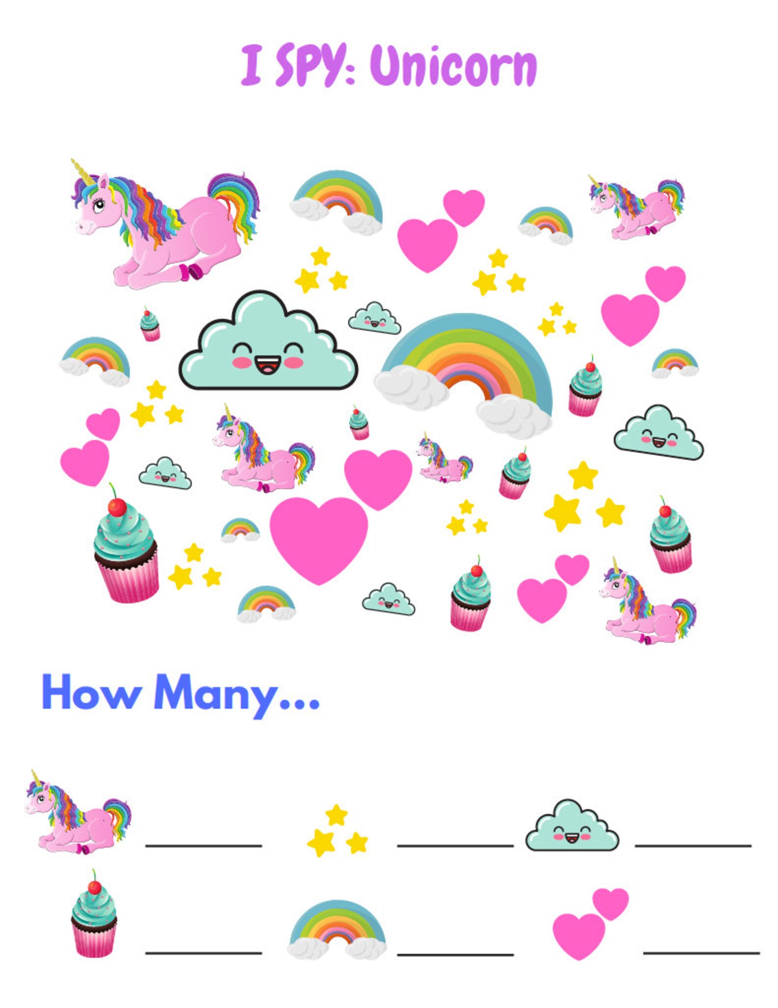 Printable Unicorn Activity Sheets Birthday Party Activity Unicorn Party ...