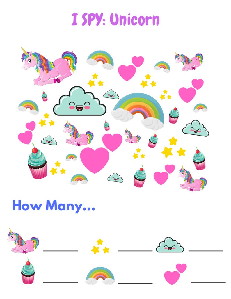 Printable Unicorn Activity Sheets | Birthday Party Activity | Unicorn ...
