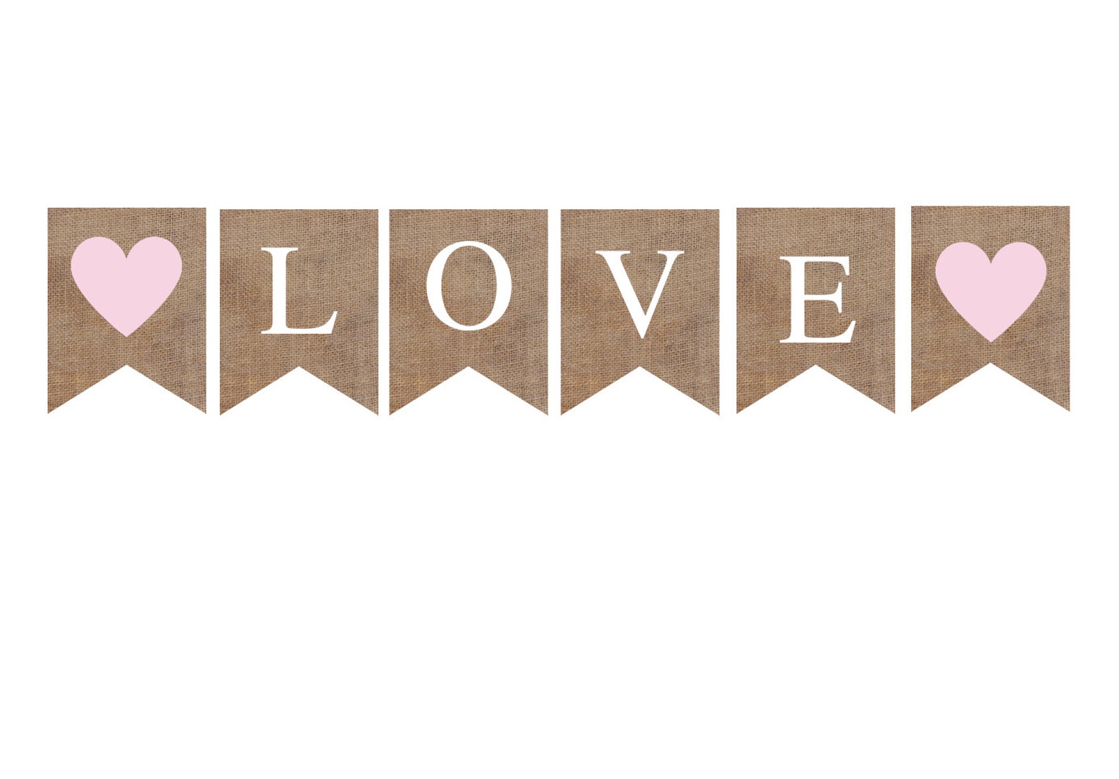 Printable Burlap Love Banner With Pink Hearts Valentine's Day Wedding ...