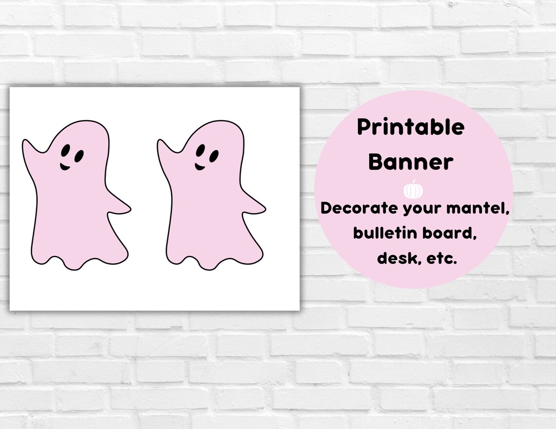 Printable Pink Ghost Banner Cute Halloween Ghost Garland - Etsy