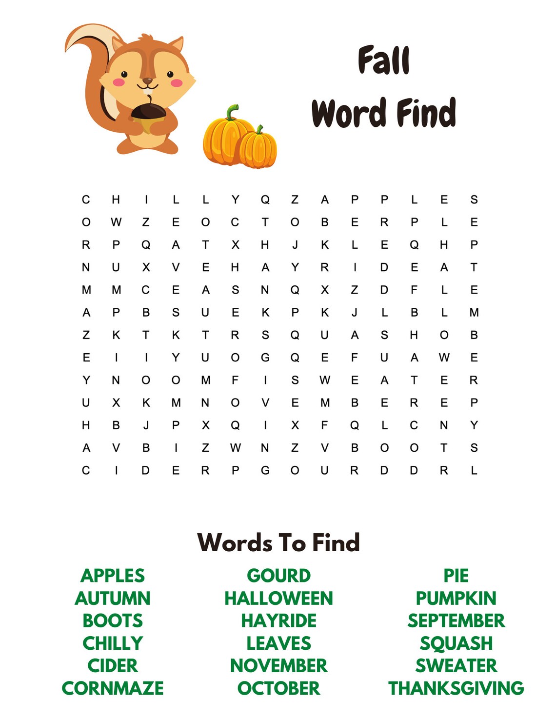 Printable Fall Themed Activity Sheets Fall Ispy Word | Etsy