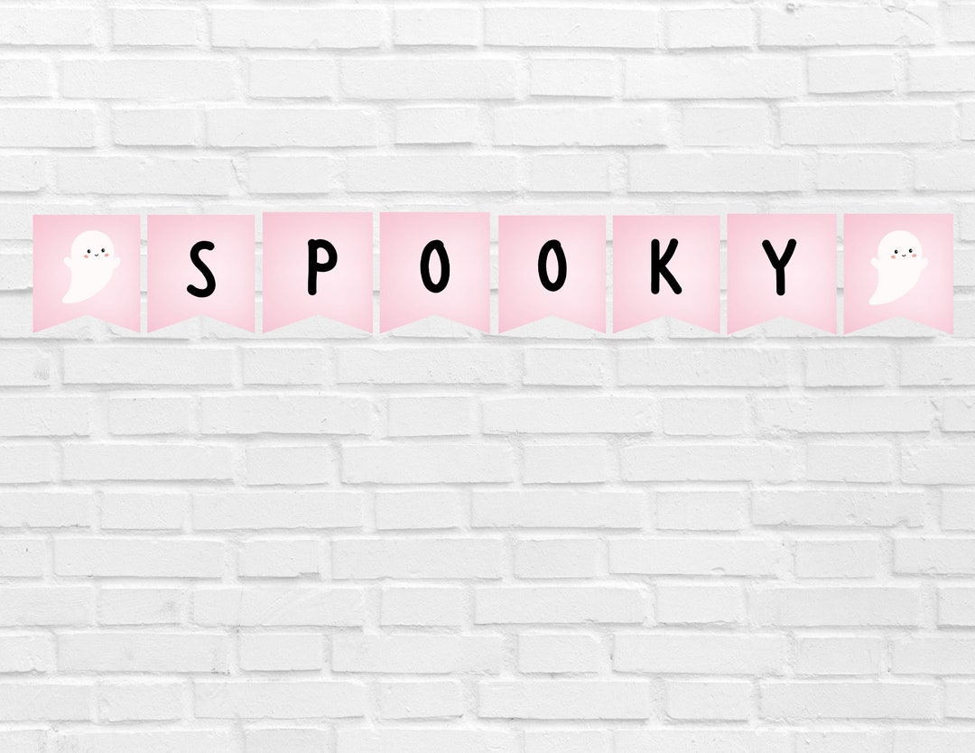 Buy Printable Cute Pink Spooky Ghost Banner Halloween Garland Banner ...