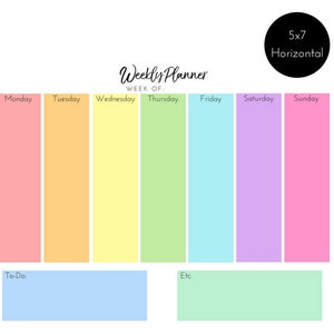 Rainbow Weekly Planner Printable Instant Download | Etsy
