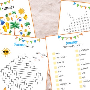 Printable Summer Activity Sheets Word Find Ispy Maze - Etsy