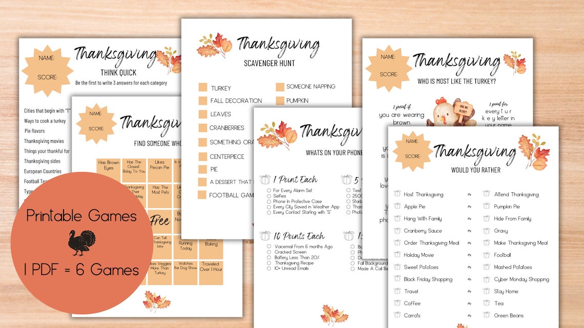 Printable Thanksgiving Games Bundle Thanksgiving Activities - Etsy