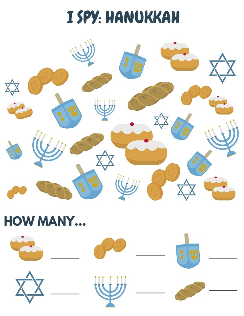 Printable Hanukkah Kid Activity Pages | Instant Download | Printable ...