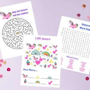 Printable Unicorn Activity Sheets | Birthday Party Activity | Unicorn ...