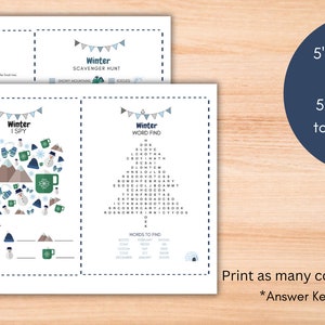 Printable Winter Kid Activity Sheets |scavenger Hunt I Spy | Word ...