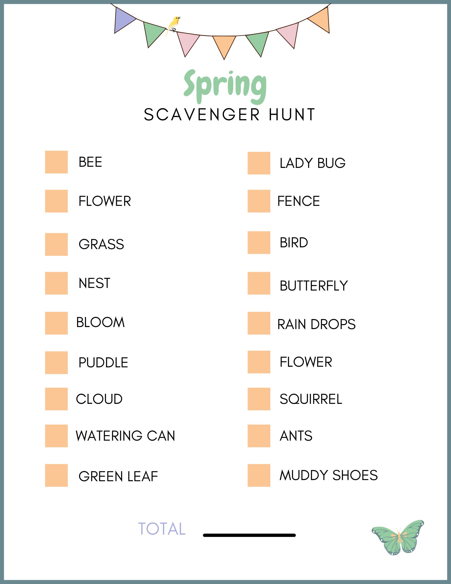 Printable Spring Kid Activity Sheets Spy Word Find Scavenger Hunt Maze ...