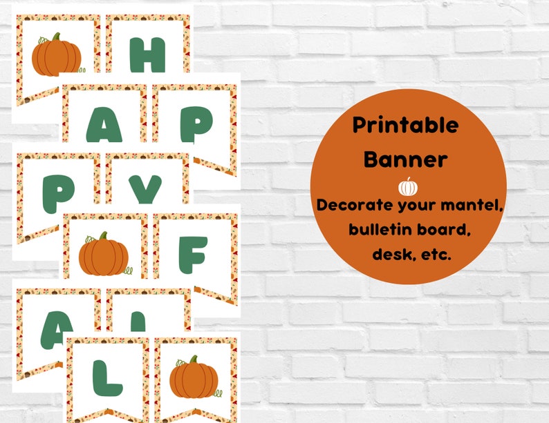 Printable Happy Fall Pumpkin Banner Garland Fall Decor Instant Download ...