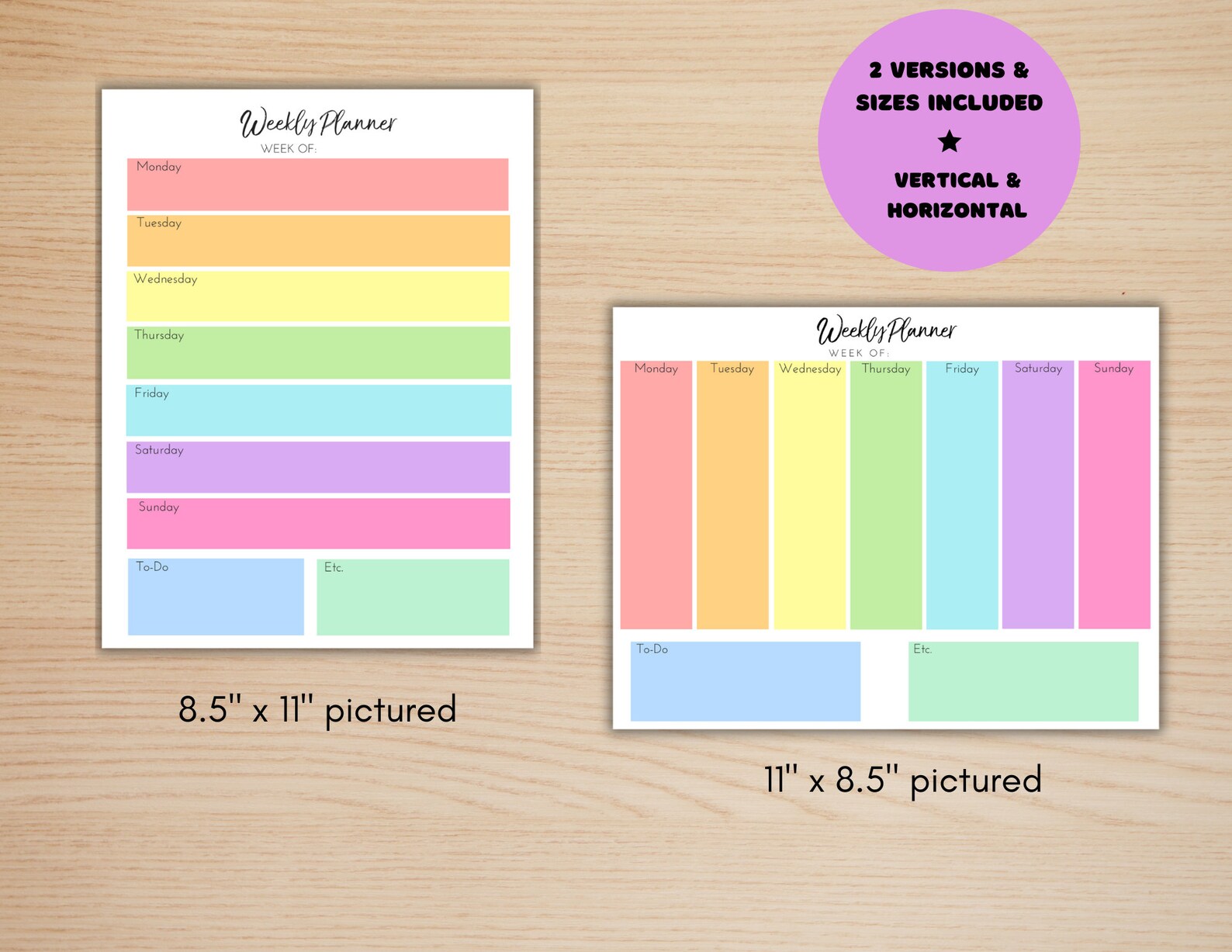 Rainbow Weekly Planner Printable Instant Download - Etsy