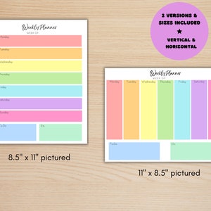Rainbow Weekly Planner | Printable | Instant Download - Etsy