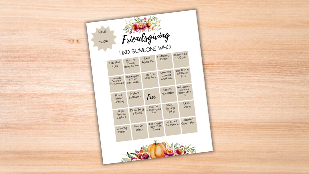 Printable Friendsgiving Find Someone Who Game | Find Someone Who Game ...