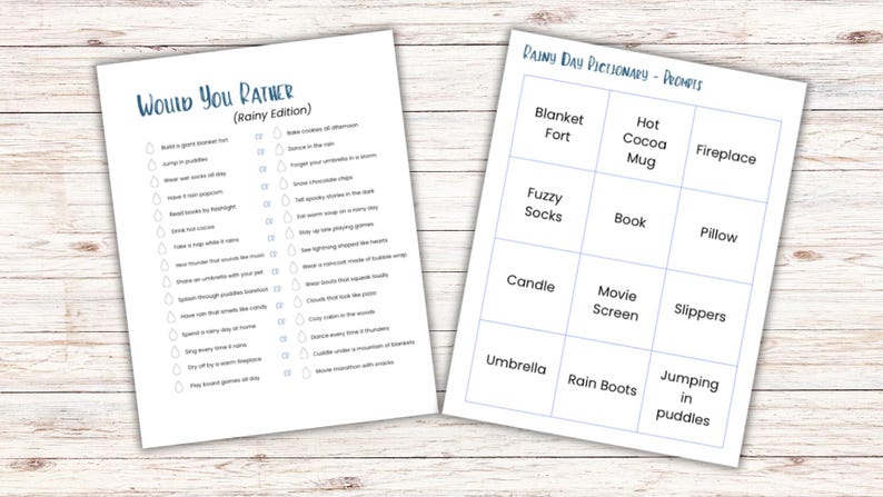 Rainy Day Family Game Night Printable Games Kit | Bingo, Charades (PDF ...