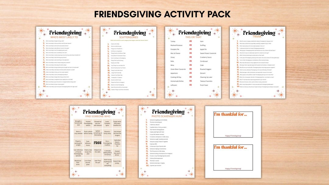 Friendsgiving Games Bundle: Printable Party Activities (PDF) - Etsy