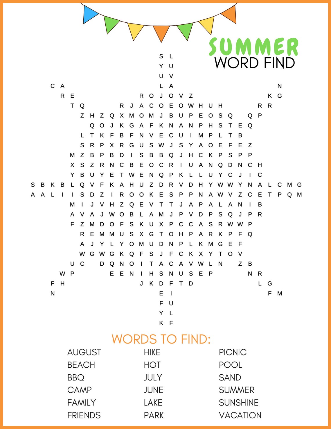 Printable Summer Activity Sheets Word Find Ispy Maze Scavenger Hunt ...