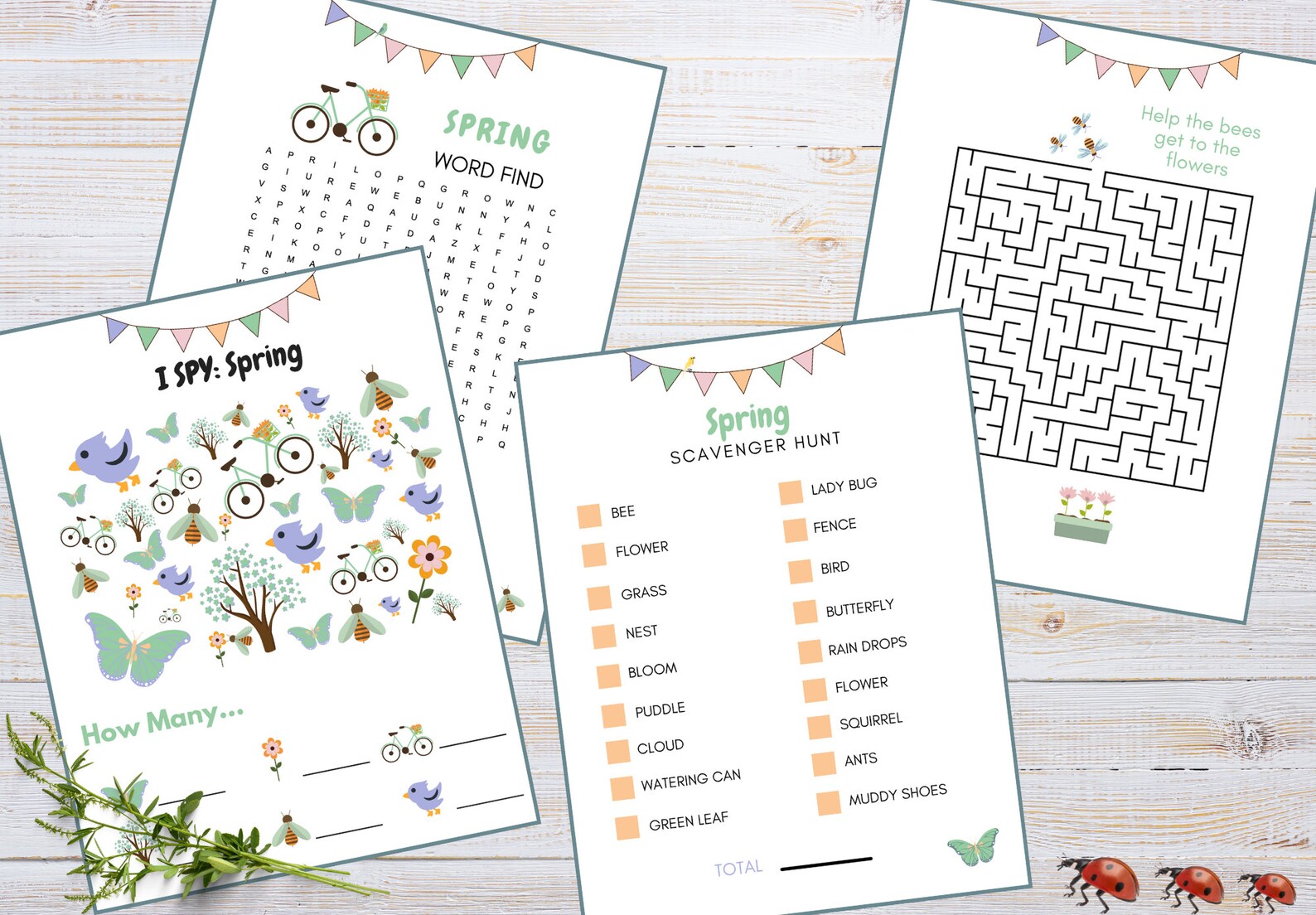 Printable Spring Kid Activity Sheets Spy Word Find - Etsy