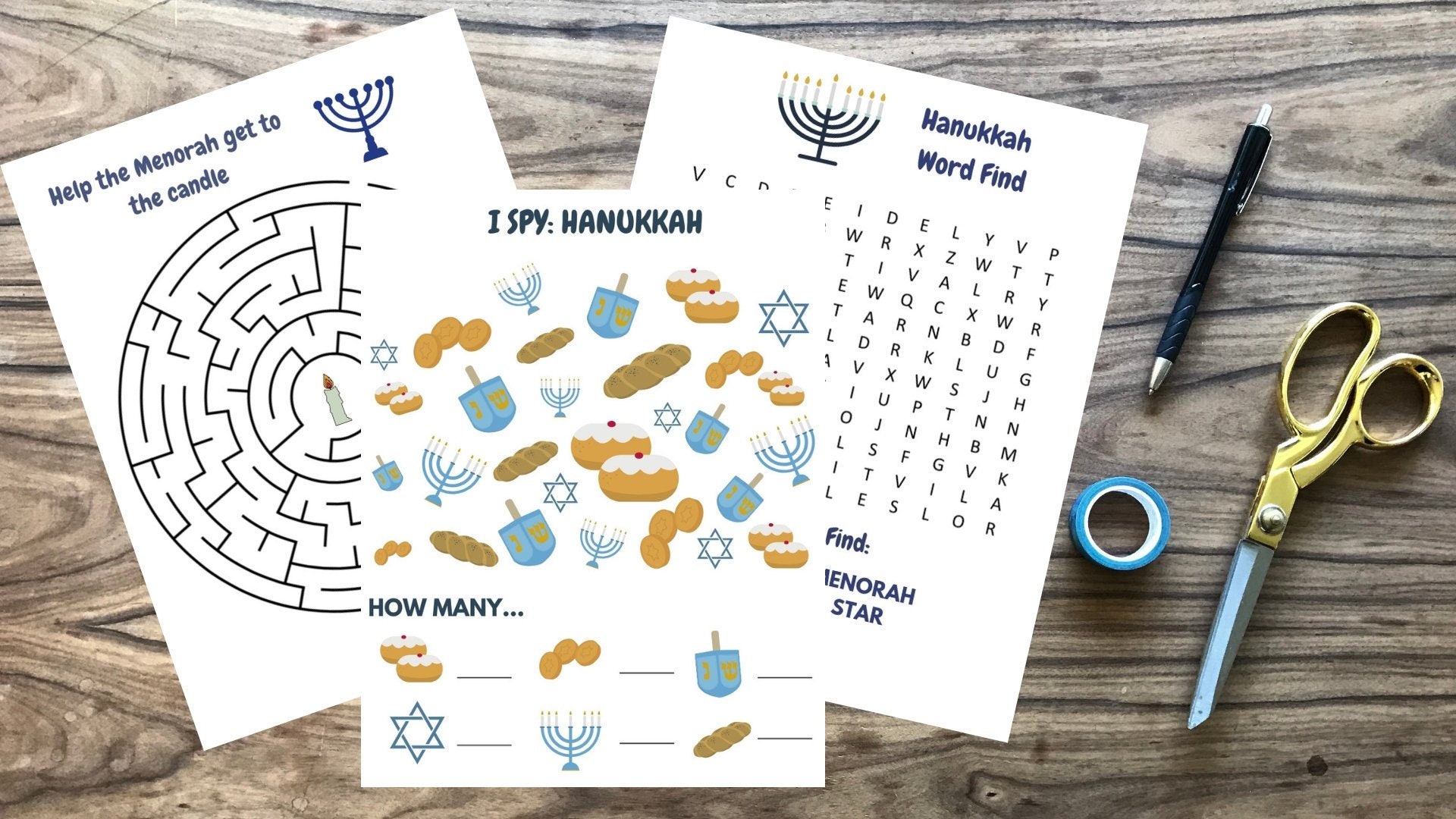 Printable Hanukkah Kid Activity Pages | Instant Download | Printable ...
