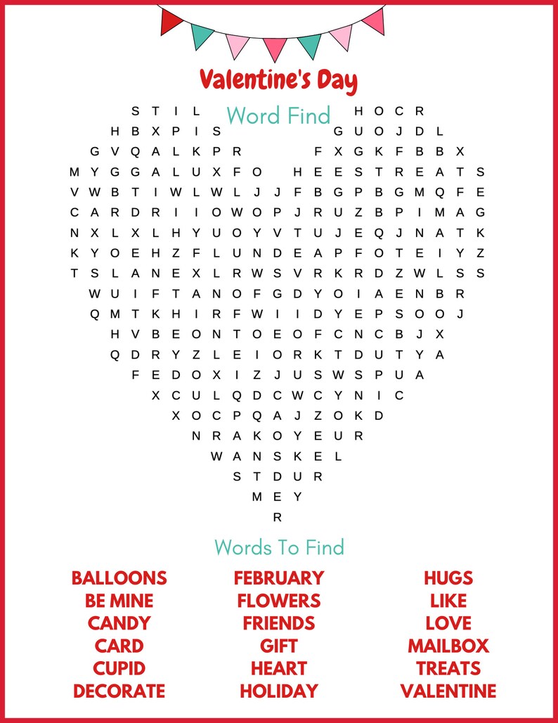 Printable Valentine's Day Themed Activities | ISPY | Maze | Word Find ...
