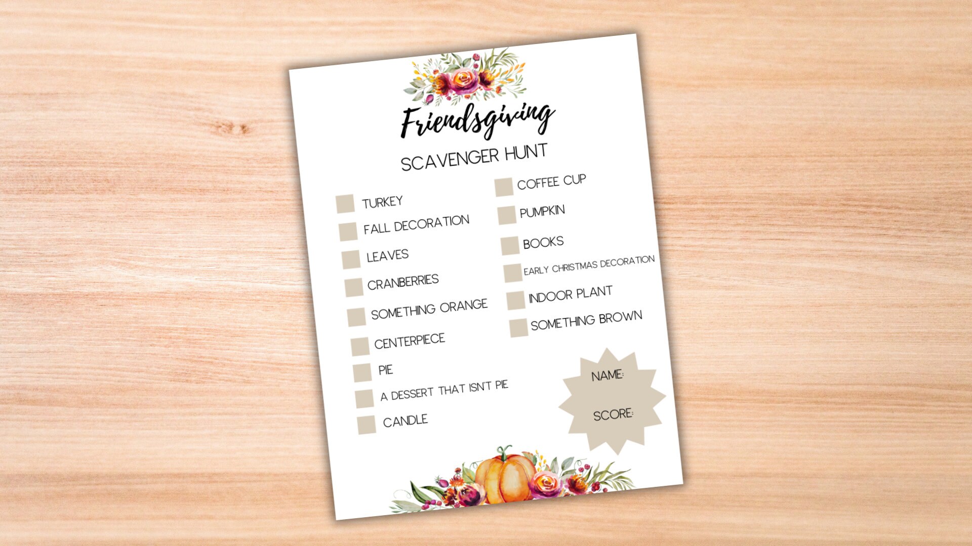 Printable Friendsgiving Scavenger Hunt | Friendsgiving Game ...