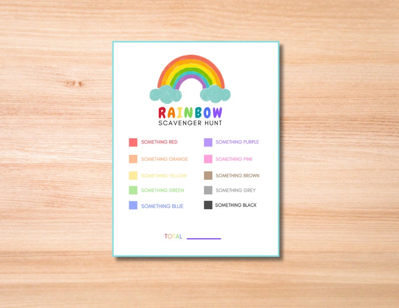Printable Rainbow Scavenger Hunt | Kid Activity | Instant Download - Etsy