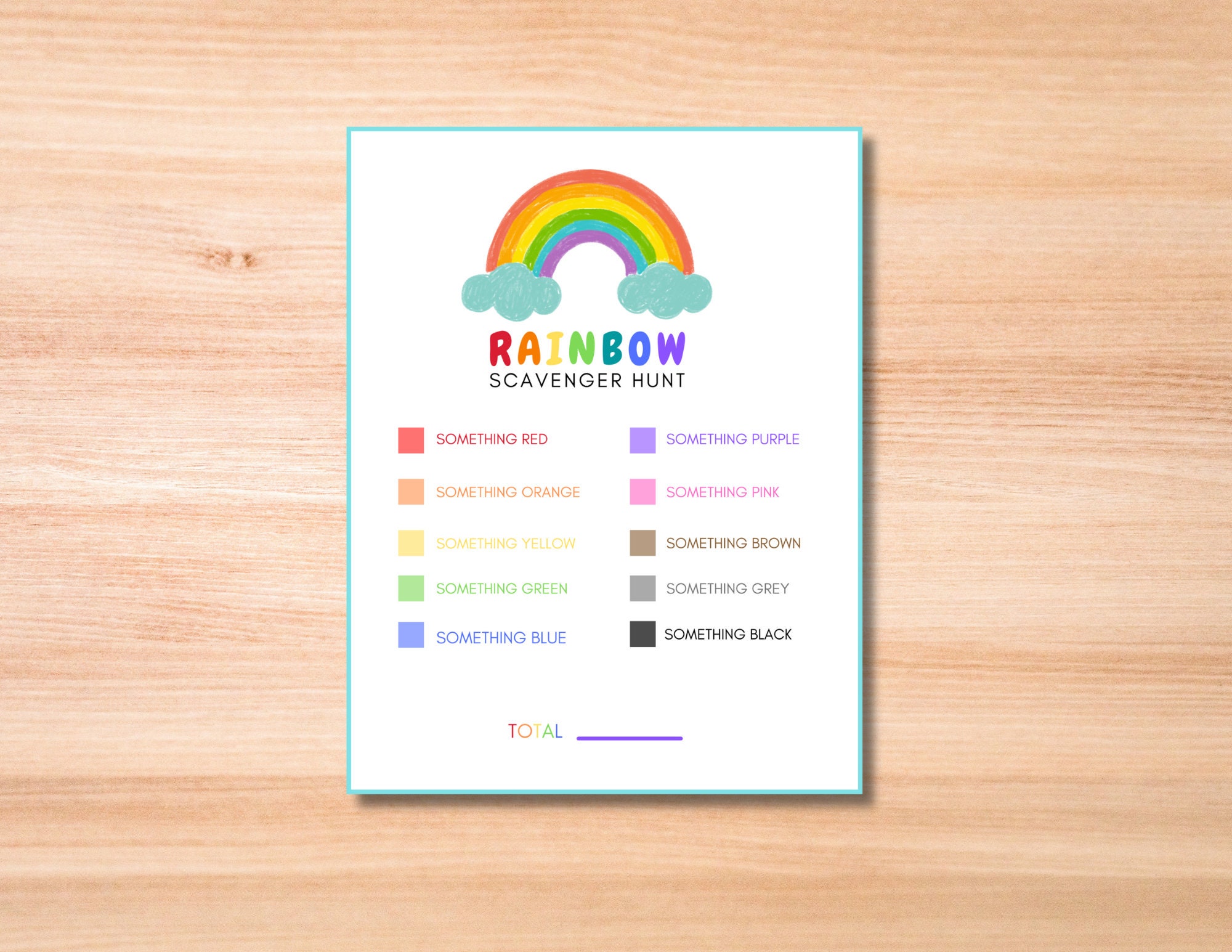 Printable Rainbow Scavenger Hunt | Kid Activity | Instant Download - Etsy
