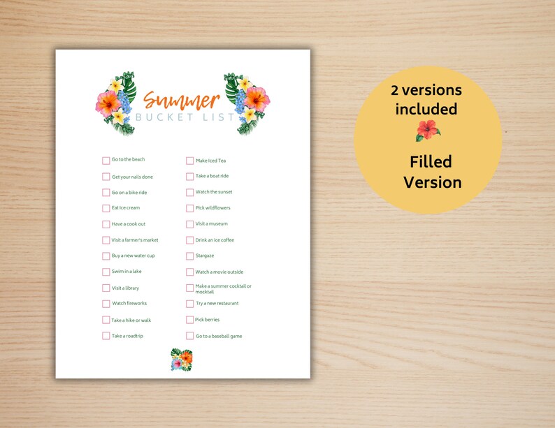 Printable Summer Bucket List Summer Activities Blank - Etsy