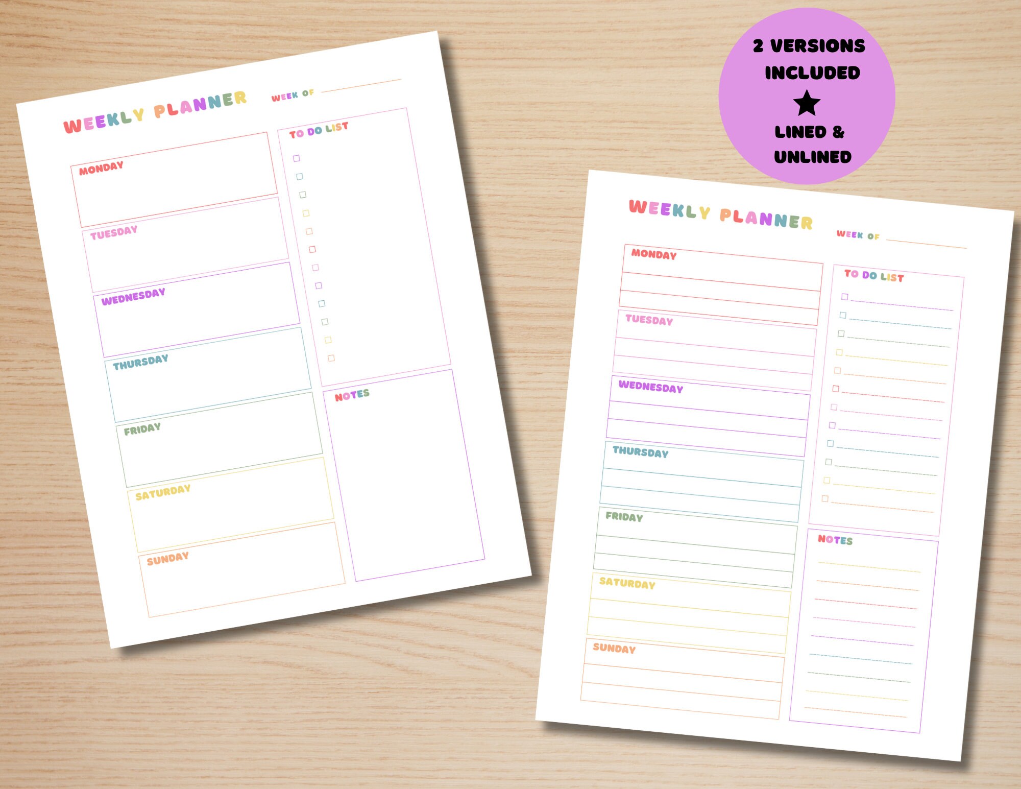 Printable Colorful Weekly Schedule for Adults or Kids, Homeschool ...