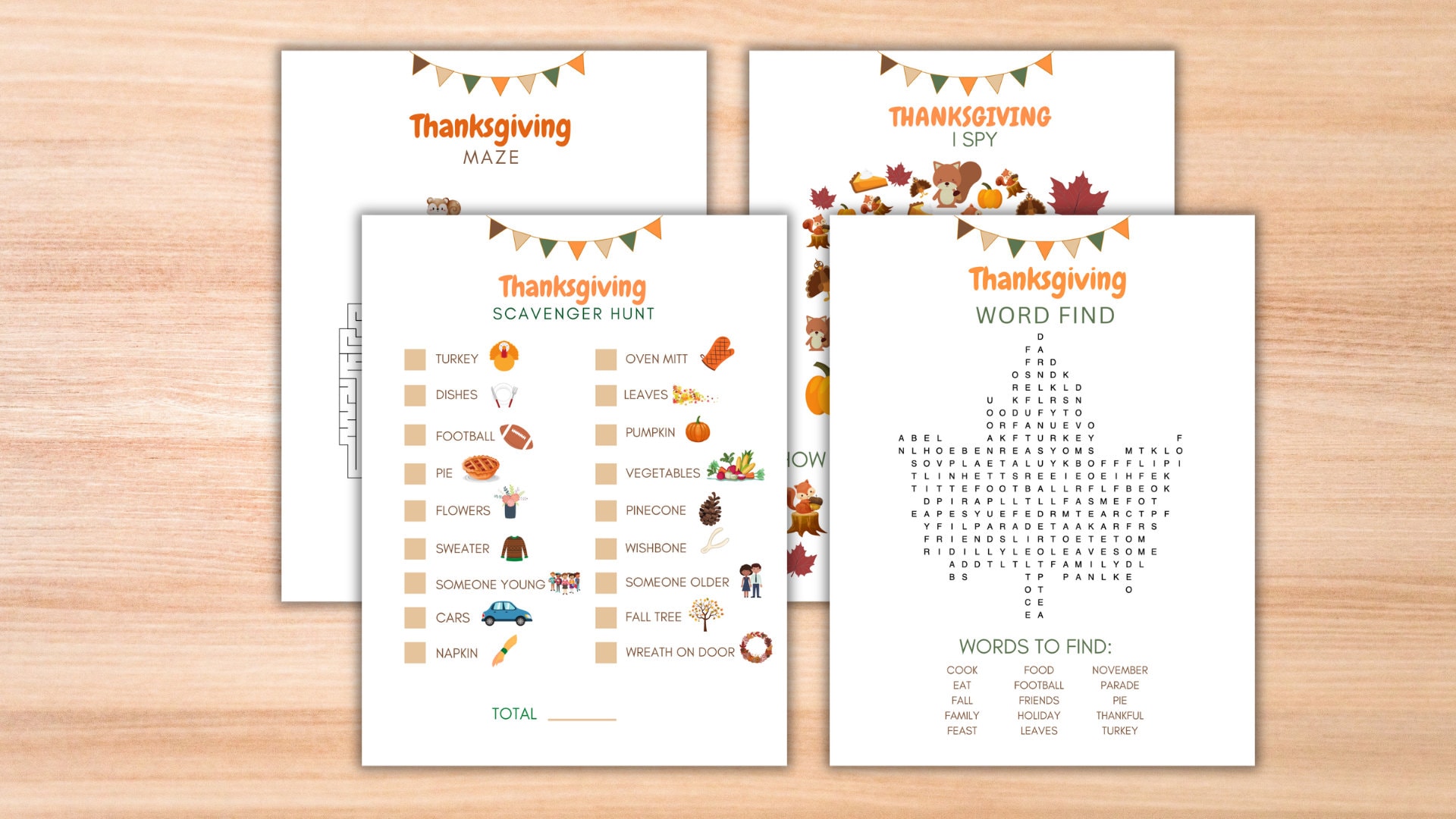 Printable Thanksgiving and Friendsgiving Kid Activity Pages | Scavenger ...