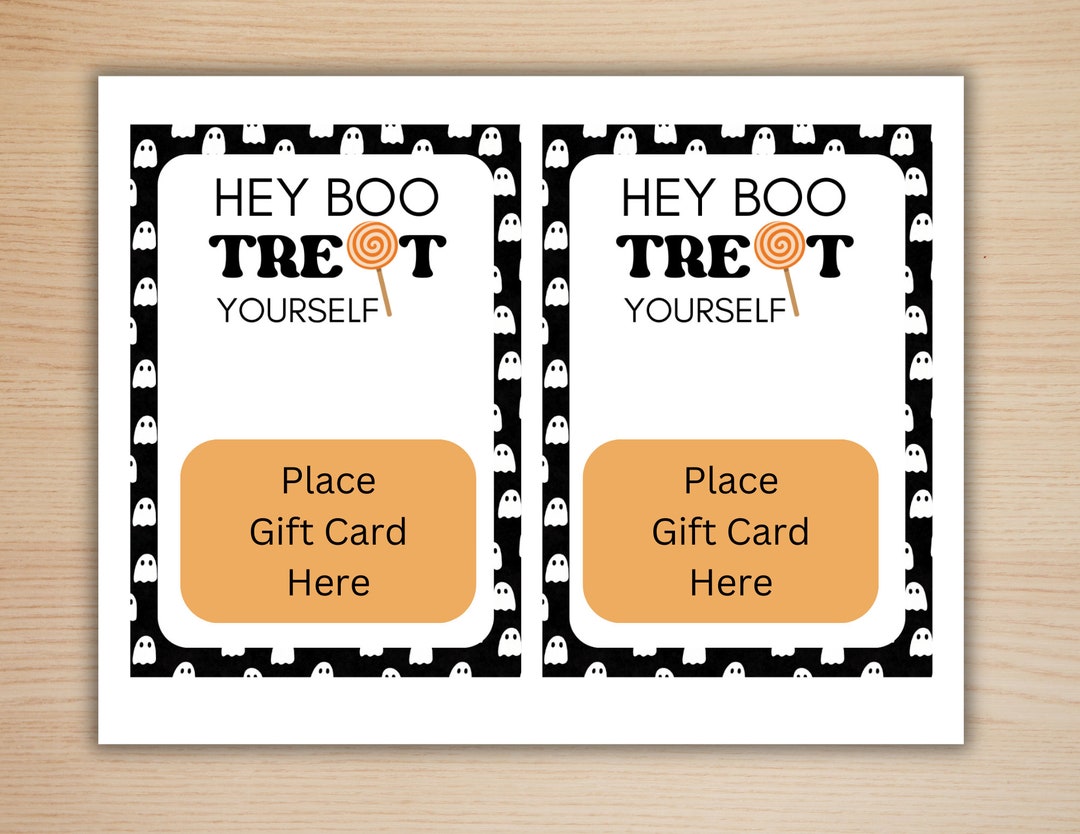 Printable Halloween Hey Boo Gift Card Holder Halloween Gift Instant ...