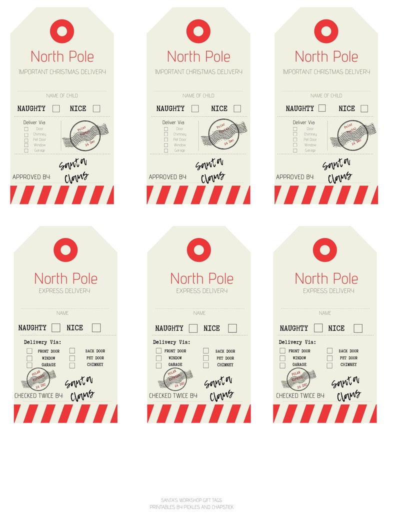 Printable Santa's Workshop Gift Tags Instant Download - Etsy