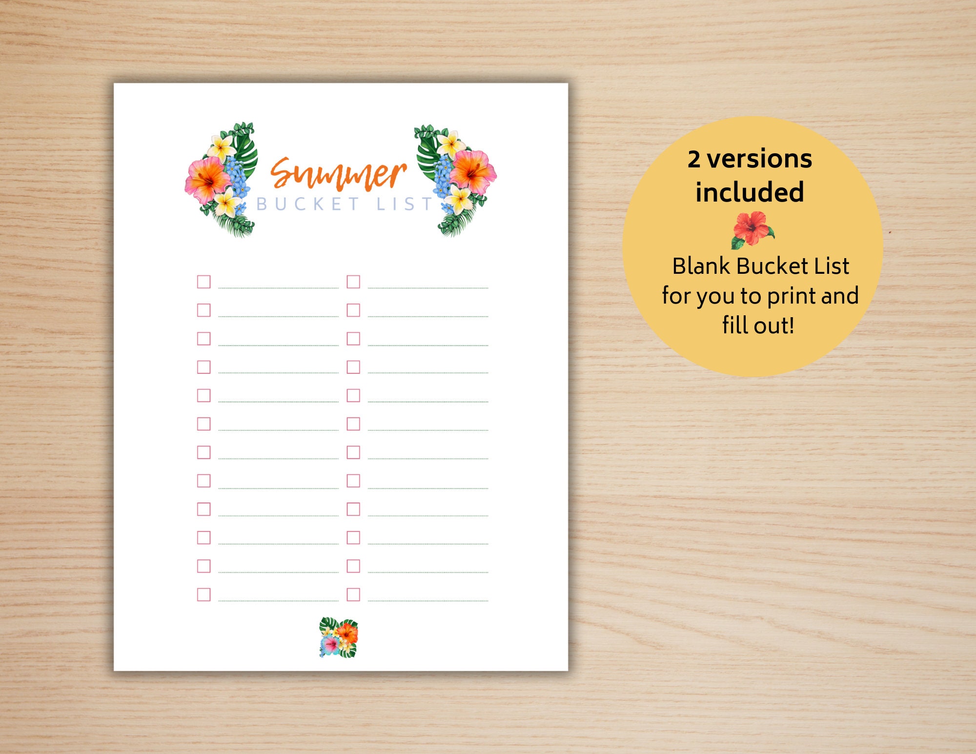 Printable Summer Bucket List Summer Activities Blank Summer Bucket List ...