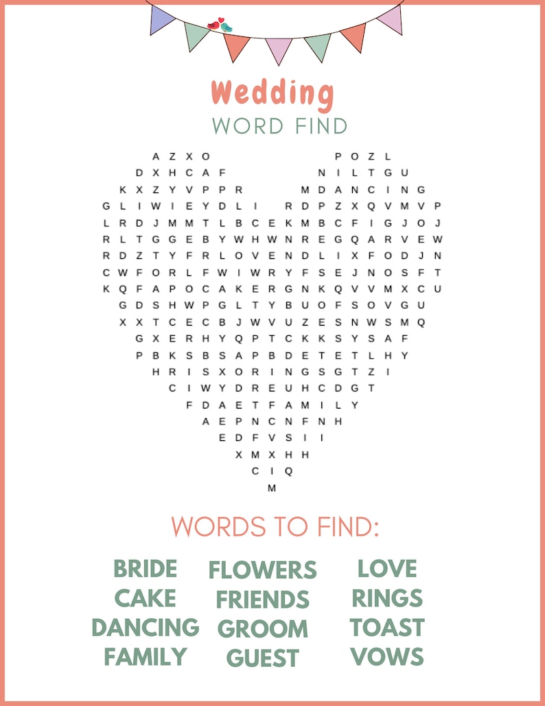Printable Wedding Activities for Kids Instant Download - Etsy