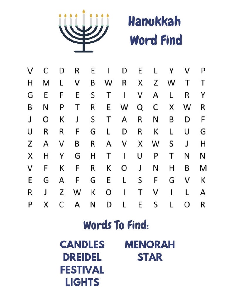 Printable Hanukkah Kid Activity Pages Instant Download - Etsy