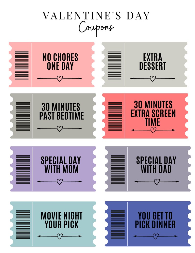 Printable Valentine Coupons for Kids + Teens | Valentine's Day ...