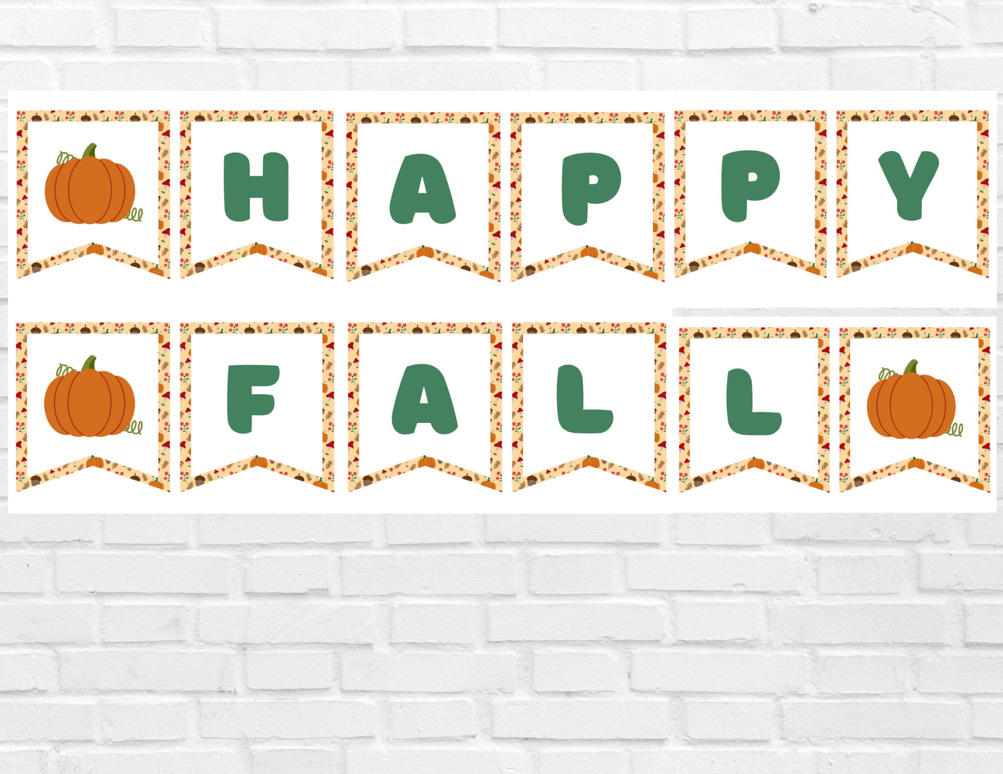 Printable Happy Fall Pumpkin Banner Garland Fall Decor Instant Download ...