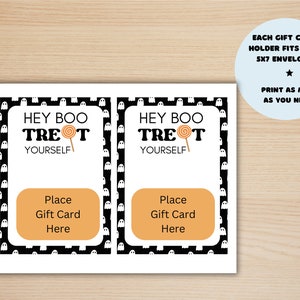 Printable Halloween Hey Boo Gift Card Holder Halloween Gift Instant ...
