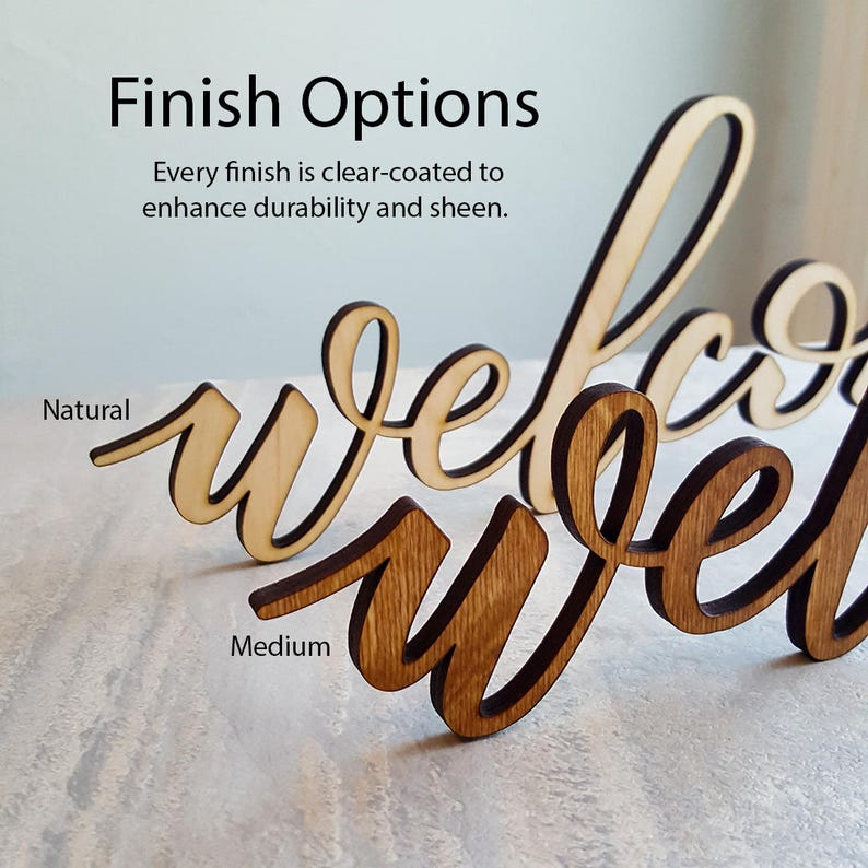 Welcome Sign Handlettered Calligraphy Laser Cut Baltic Birch Wood