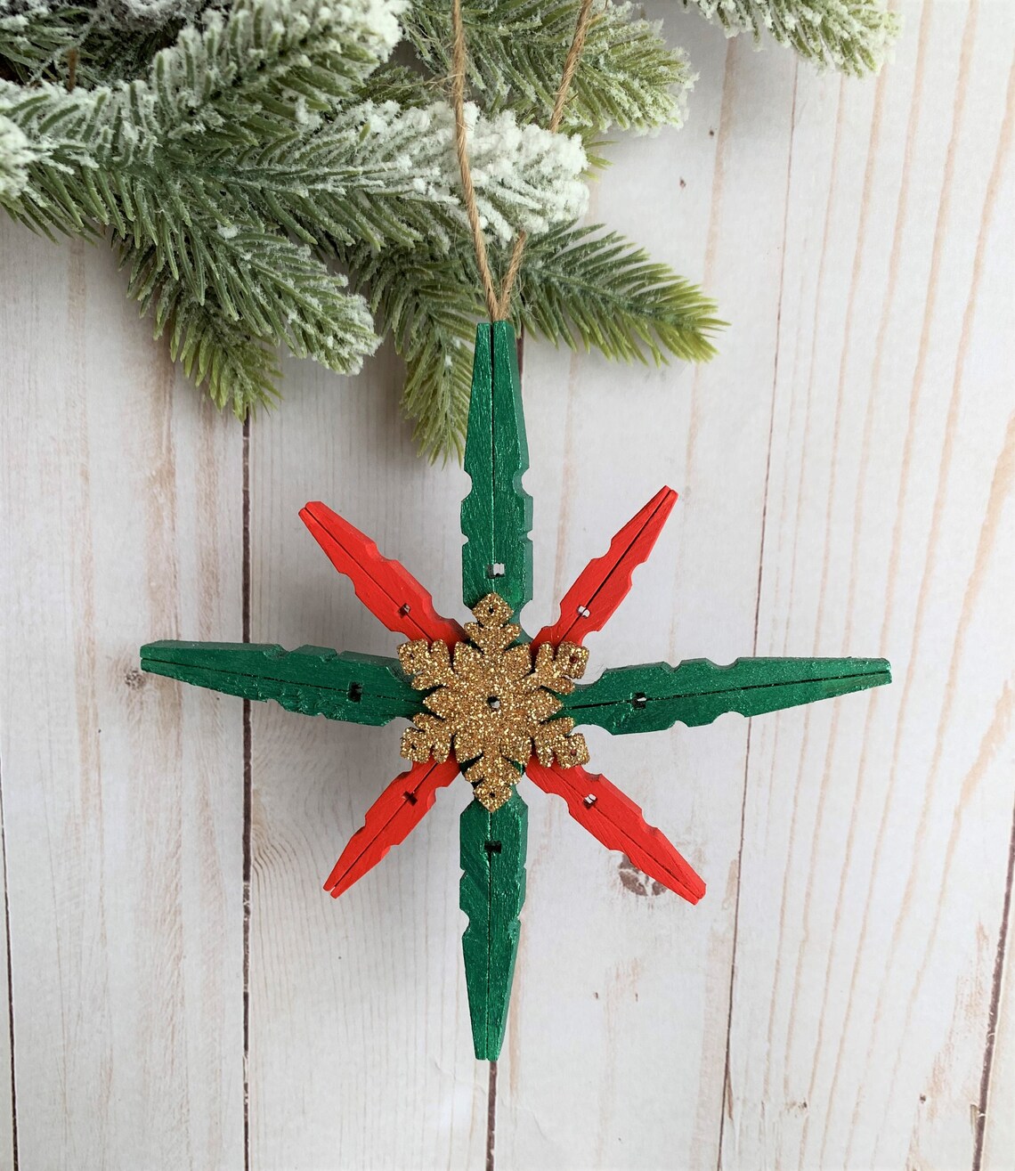 Christmas Ornaments Snowflake Ornament Clothespin - Etsy