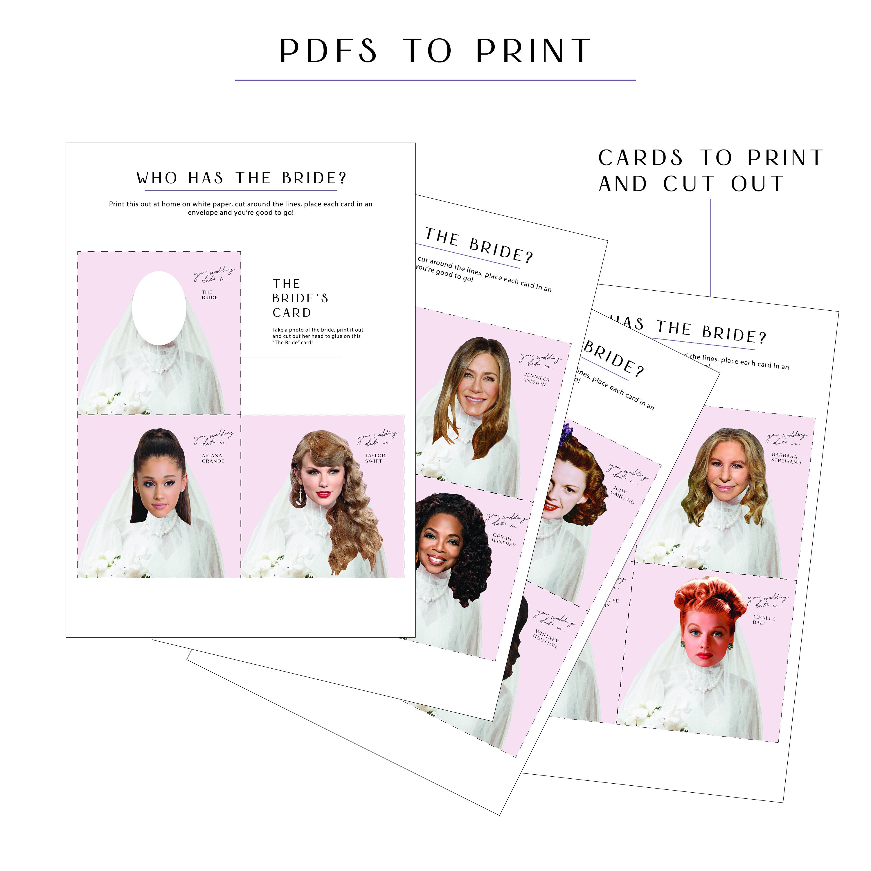 Celebrity Who Has the Bride Bridal Shower Game DIGITAL | Funny ...