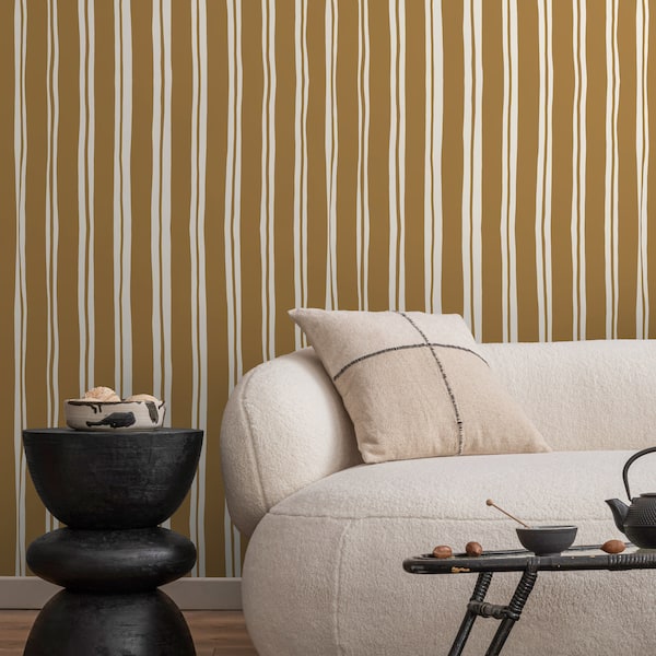 Mustard Lines Wallpaper - Etsy