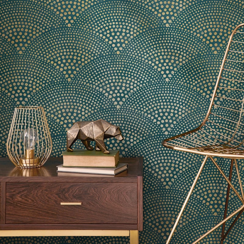 Teal Geometric Wallpaper - Etsy