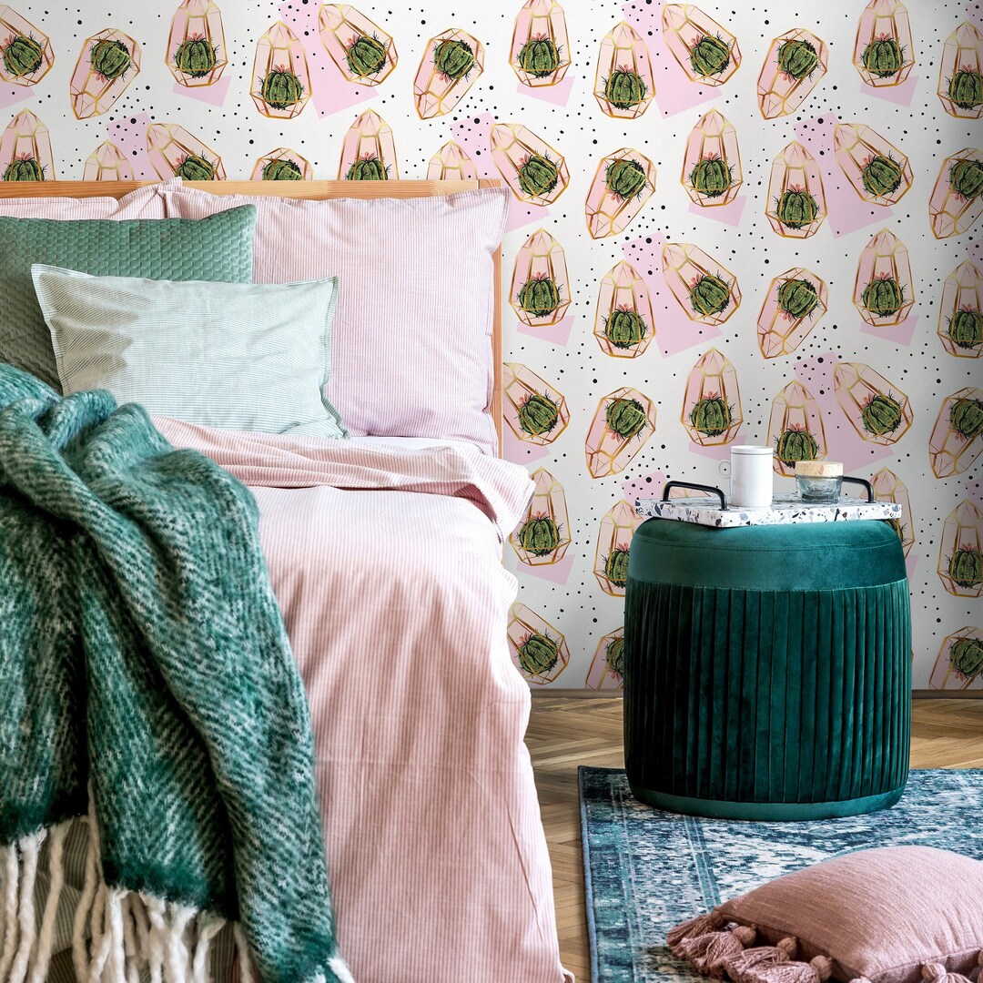 Geometric Cacti Pattern, Cactus Pattern, Cactus, Removable Wall Decor ...