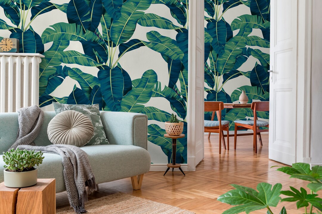 Palm Tree Wallpaper, Removable Wallpaper, Tropical Wallpaper, Tropical ...